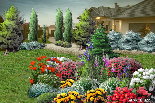 Rabata kwiatowa przed domem